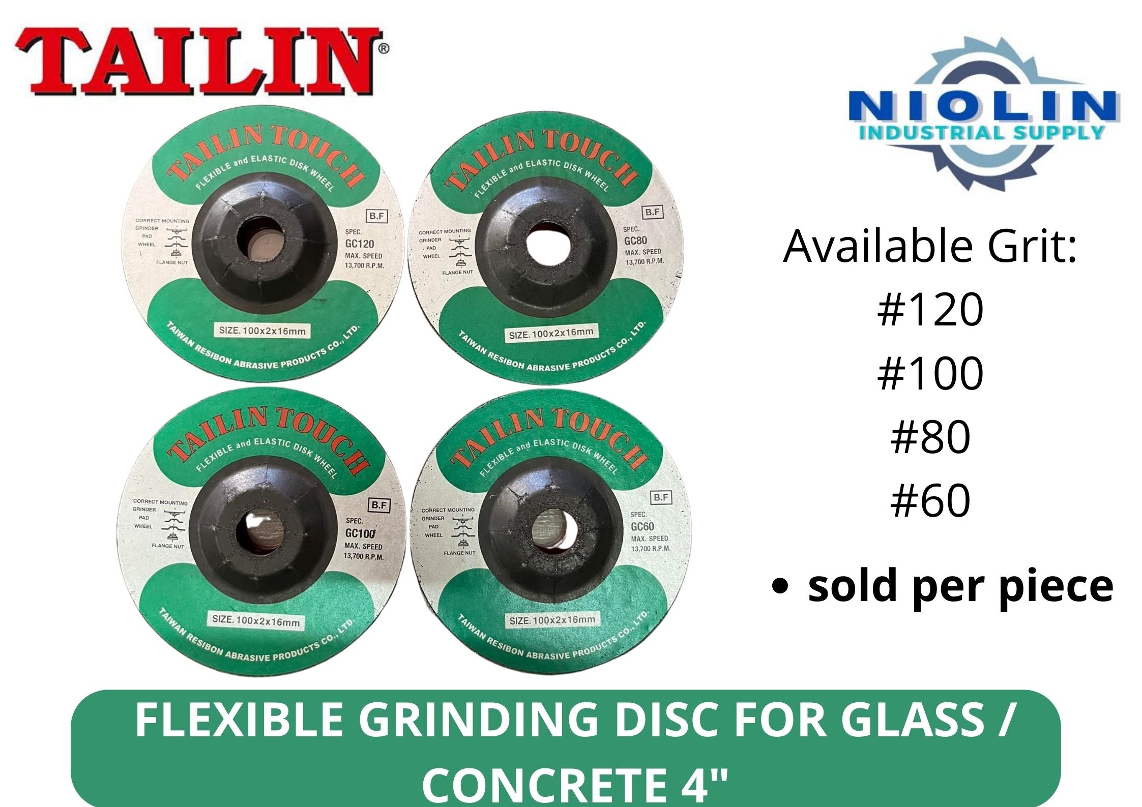 ORIGINAL TAILIN Flexible Grinding Disc for Glass / Concrete 4" – Niolin ...