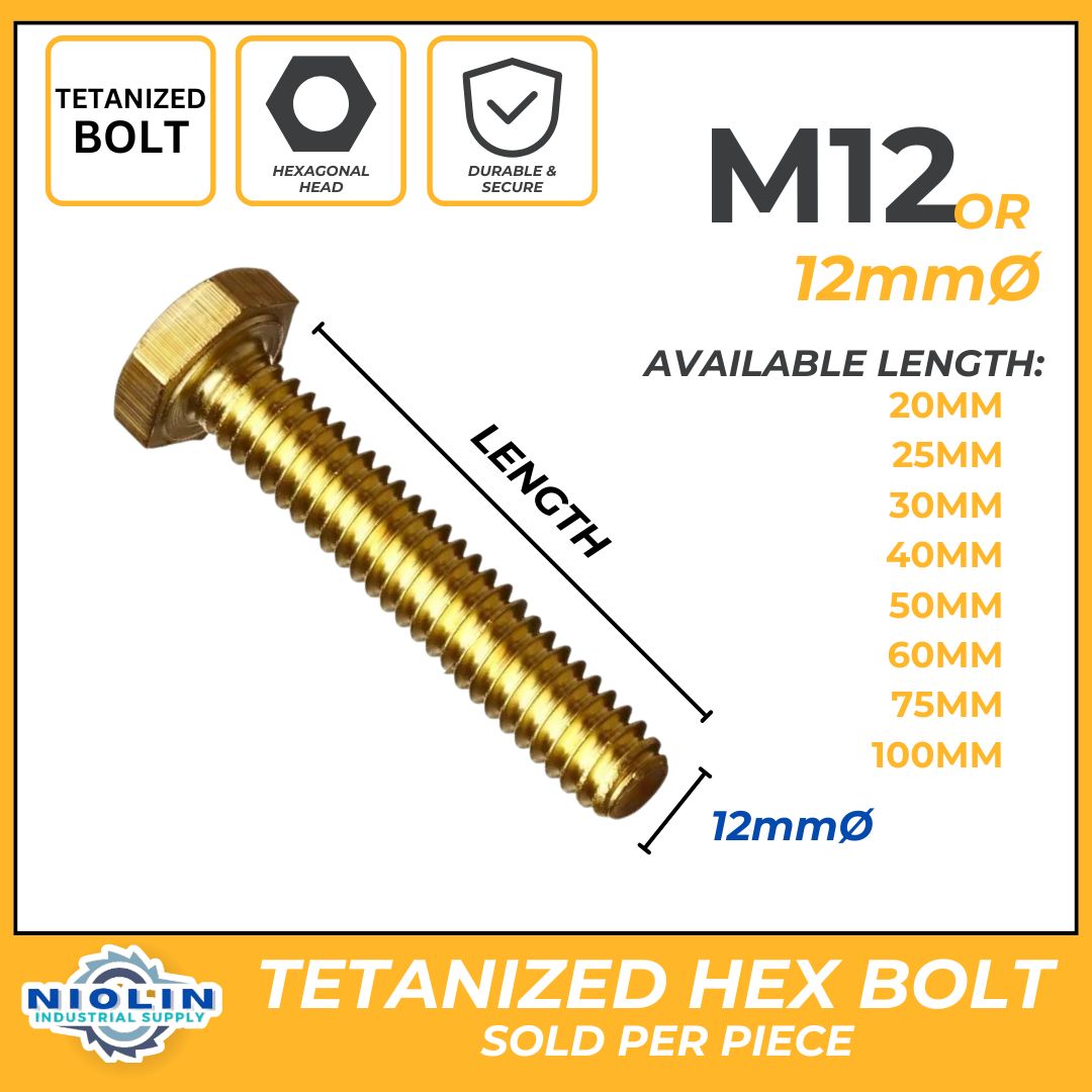 12MM TETANIZED HEX BOLT, NUT & GI FLAT WASHER – Niolin Industrial Supply