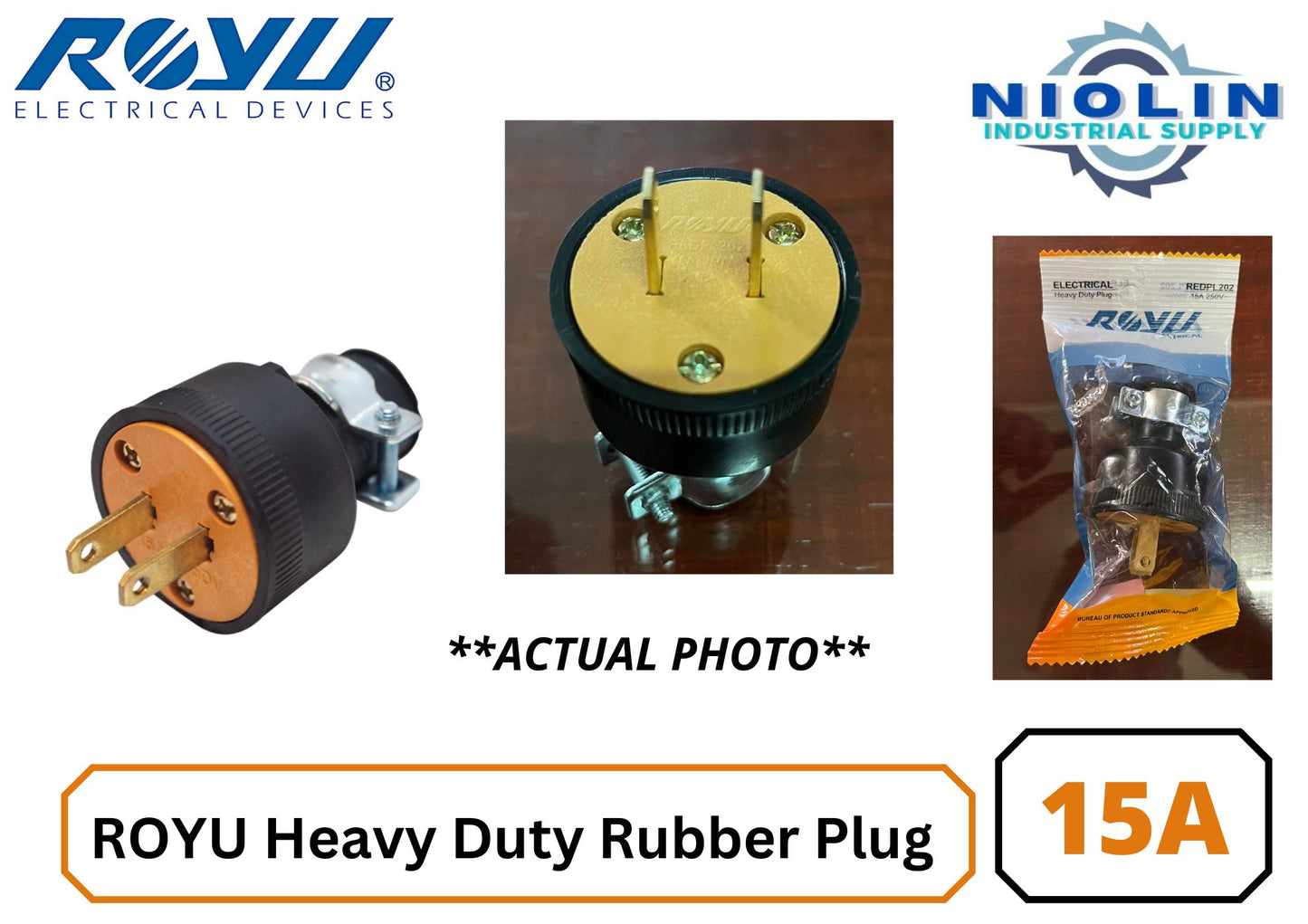 ROYU Heavy Duty Rubber Plug ( 10A , 15A ) – Niolin Industrial Supply