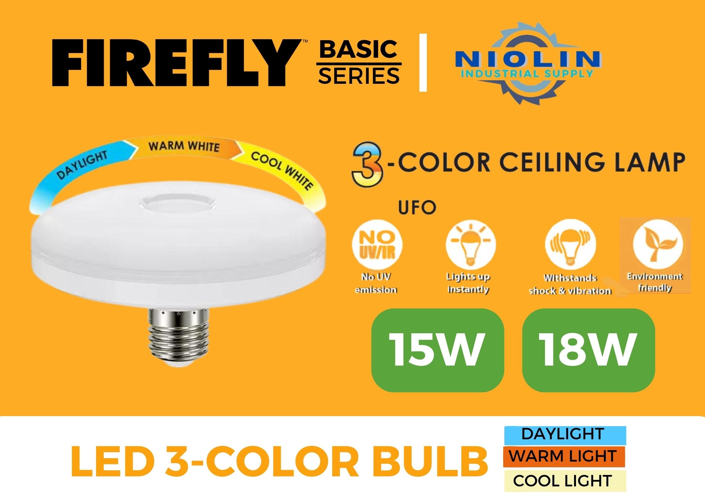 FIREFLY Tri - Color UFO LED Bulb – Niolin Industrial Supply