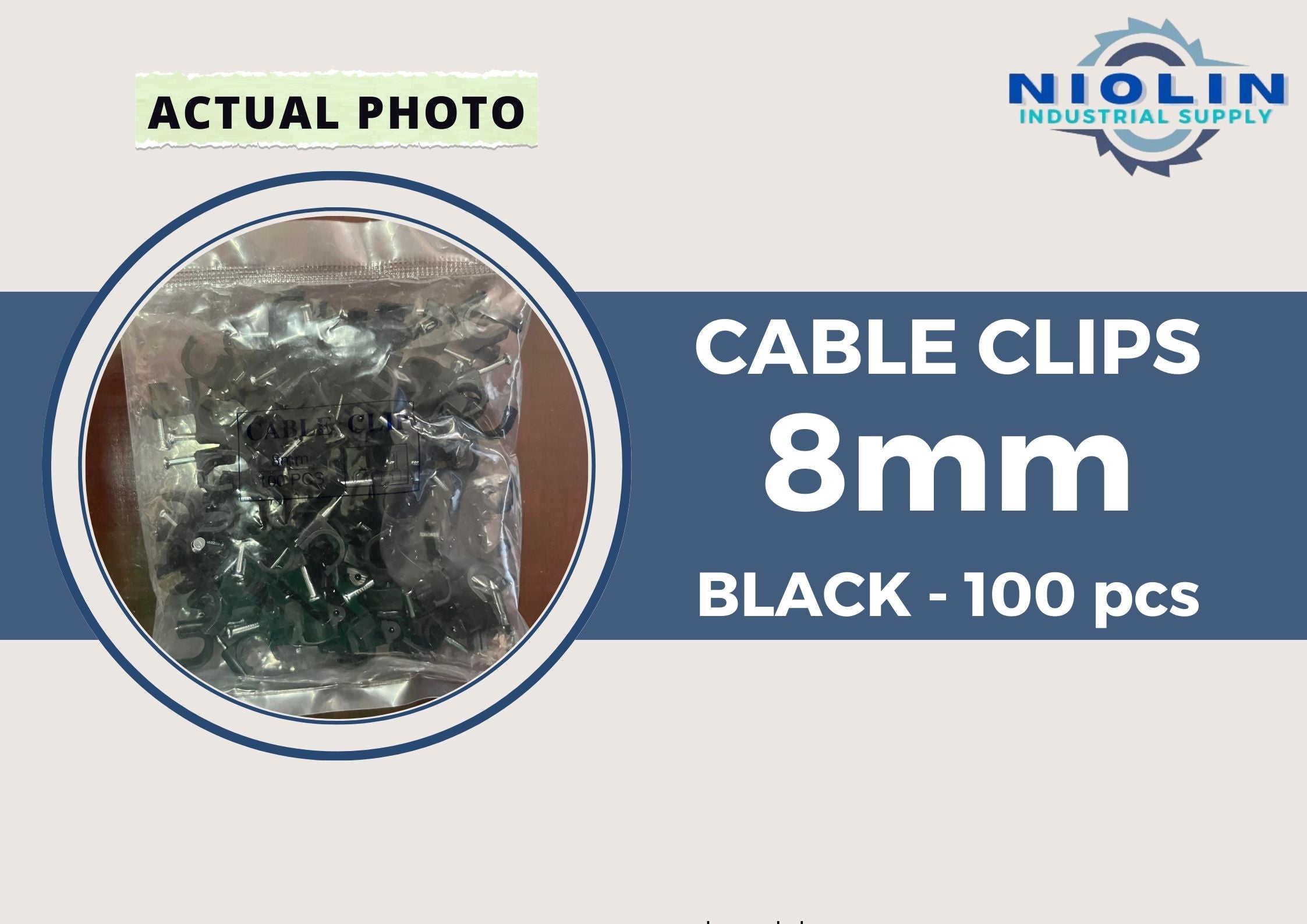 Cable Clips Round with Nails (BLACK - 8 MM) – Niolin Industrial Supply