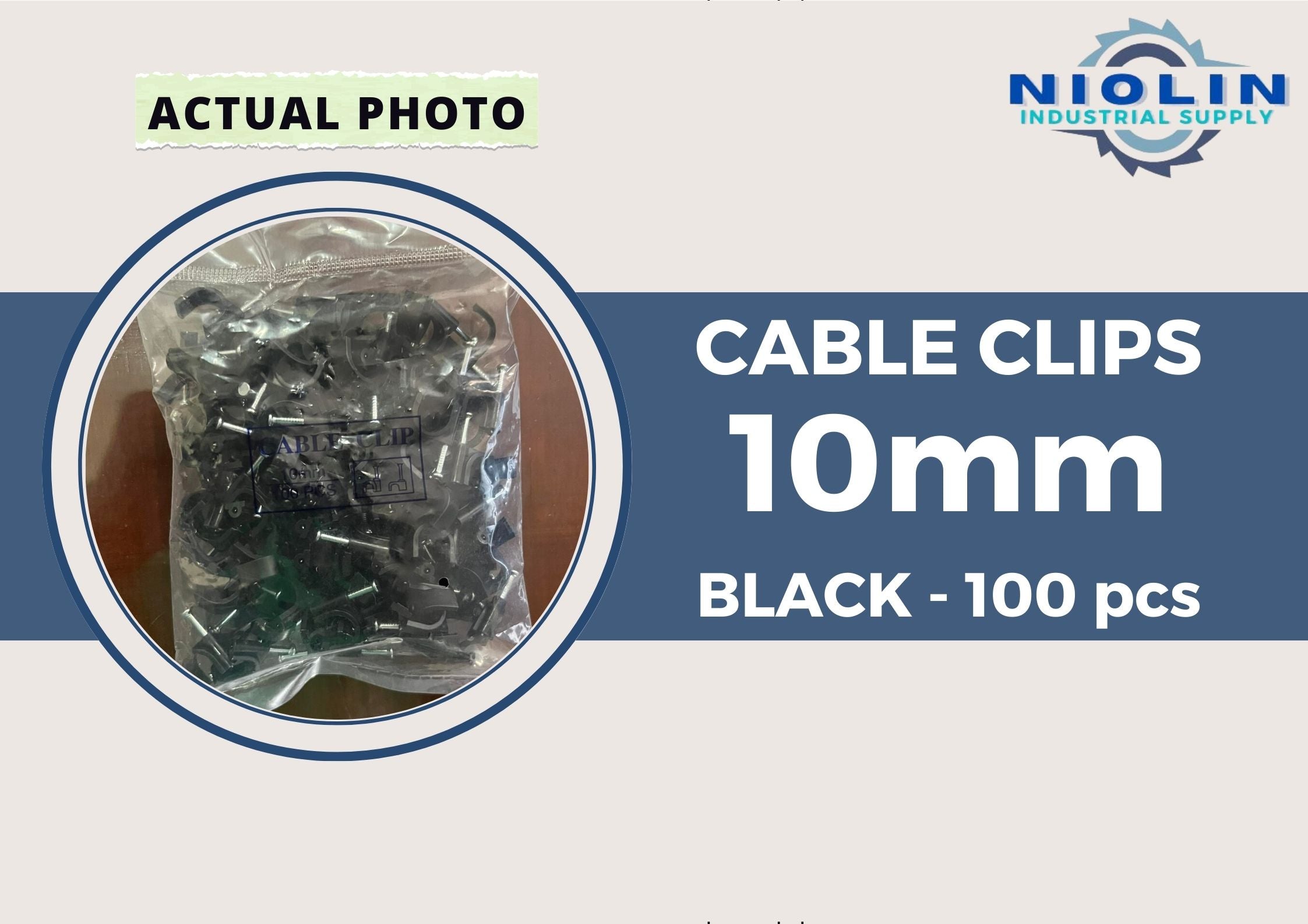 Cable Clips Round with Nails (BLACK - 10 MM) – Niolin Industrial Supply