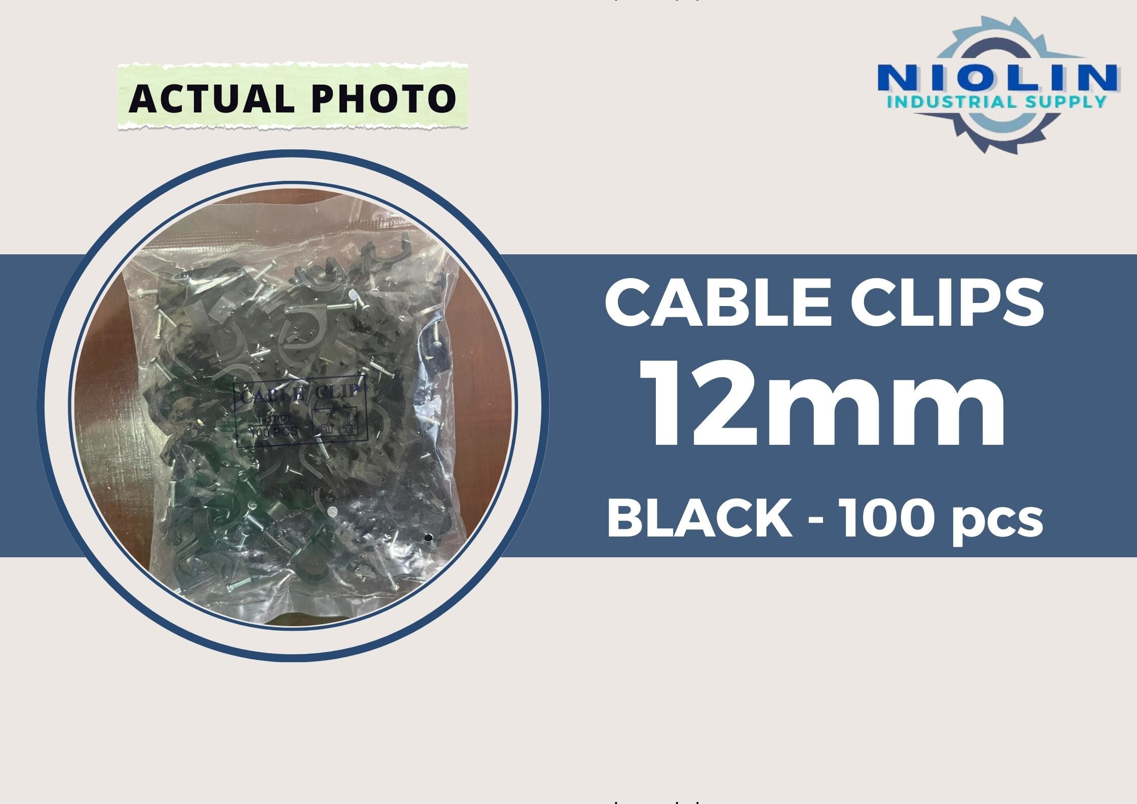 Cable Clips Round with Nails (BLACK - 12 MM) – Niolin Industrial Supply