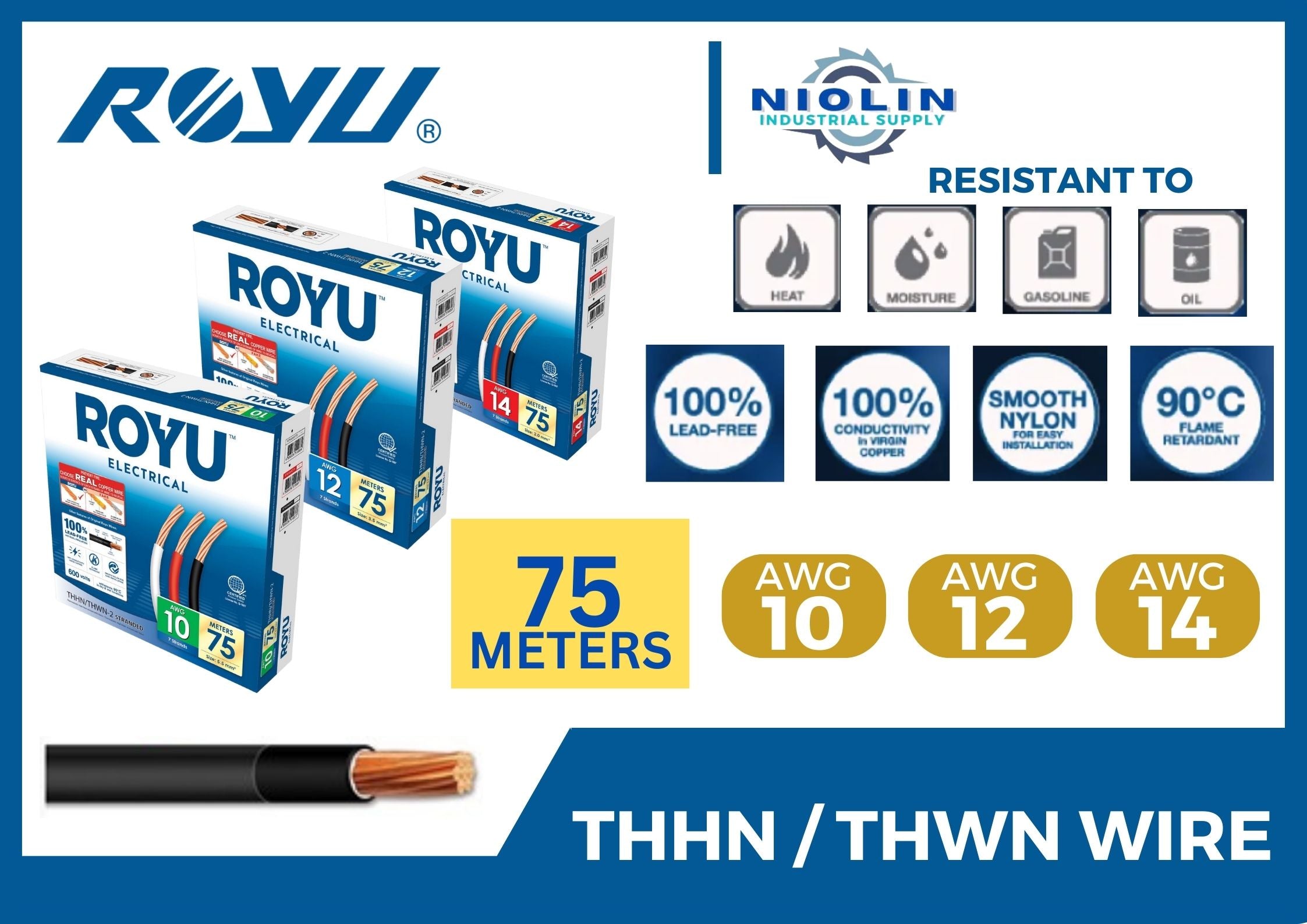75 Meters ROYU THHN Wires – Niolin Industrial Supply
