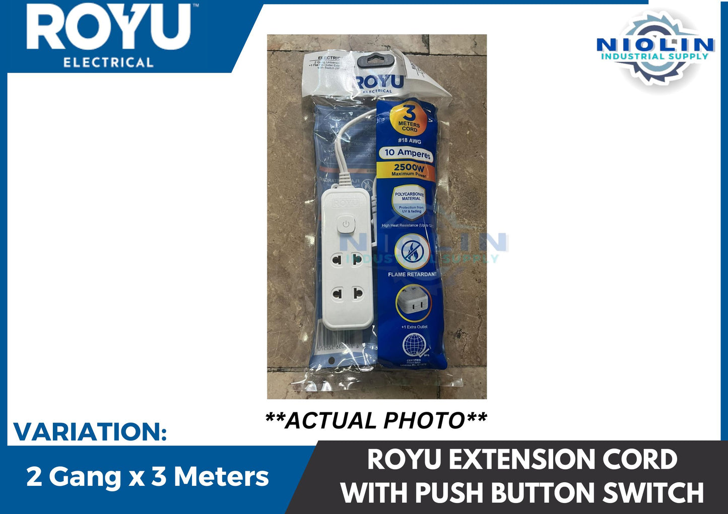 ROYU Extension with Push Button Switch – Niolin Industrial Supply