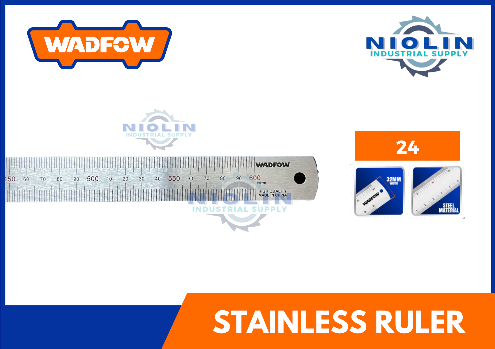WADFOW Stainless Steel Ruler (24 inches) – Niolin Industrial Supply
