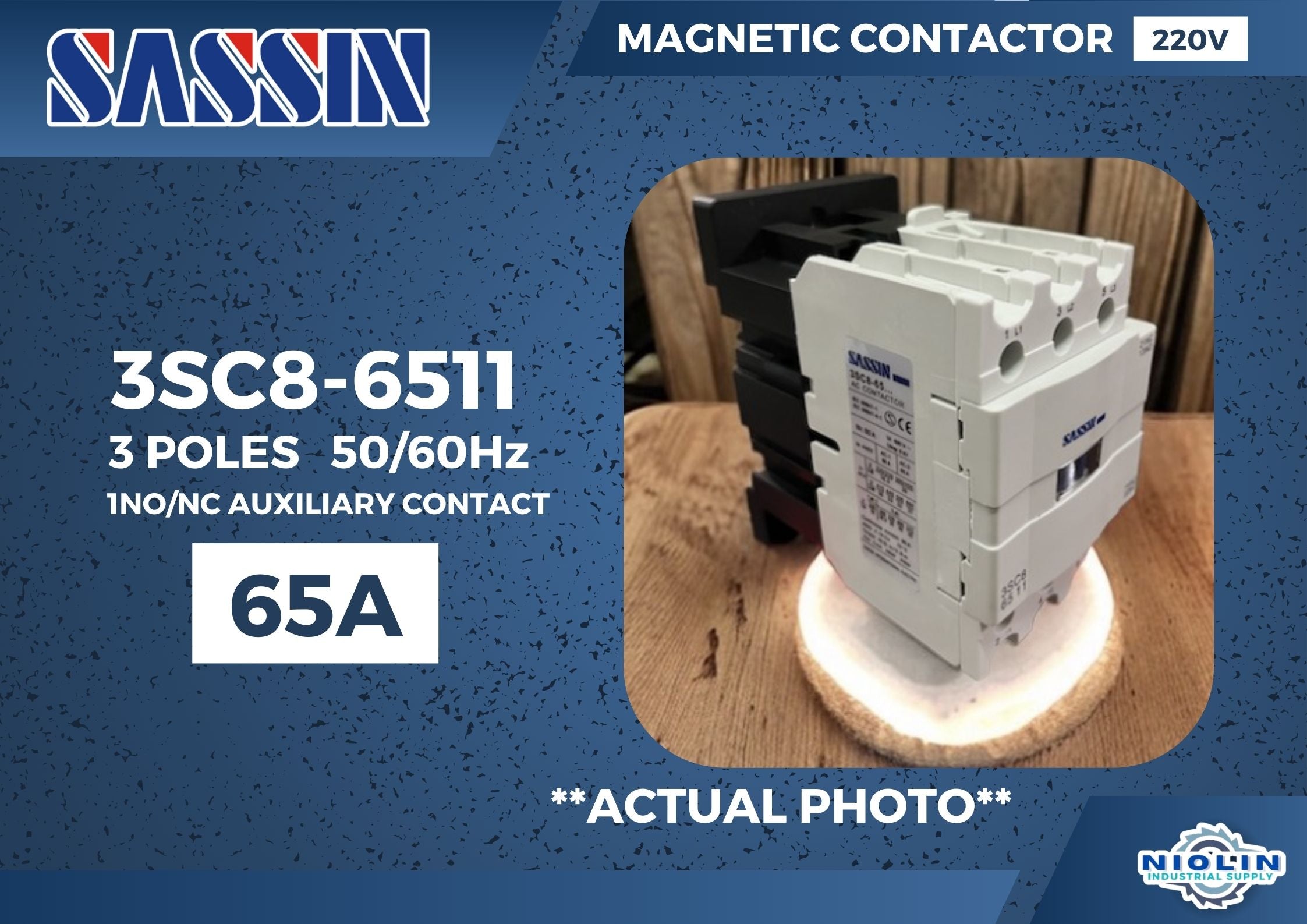 SASSIN MAGNETIC CONTACTOR 220V 65A – Niolin Industrial Supply