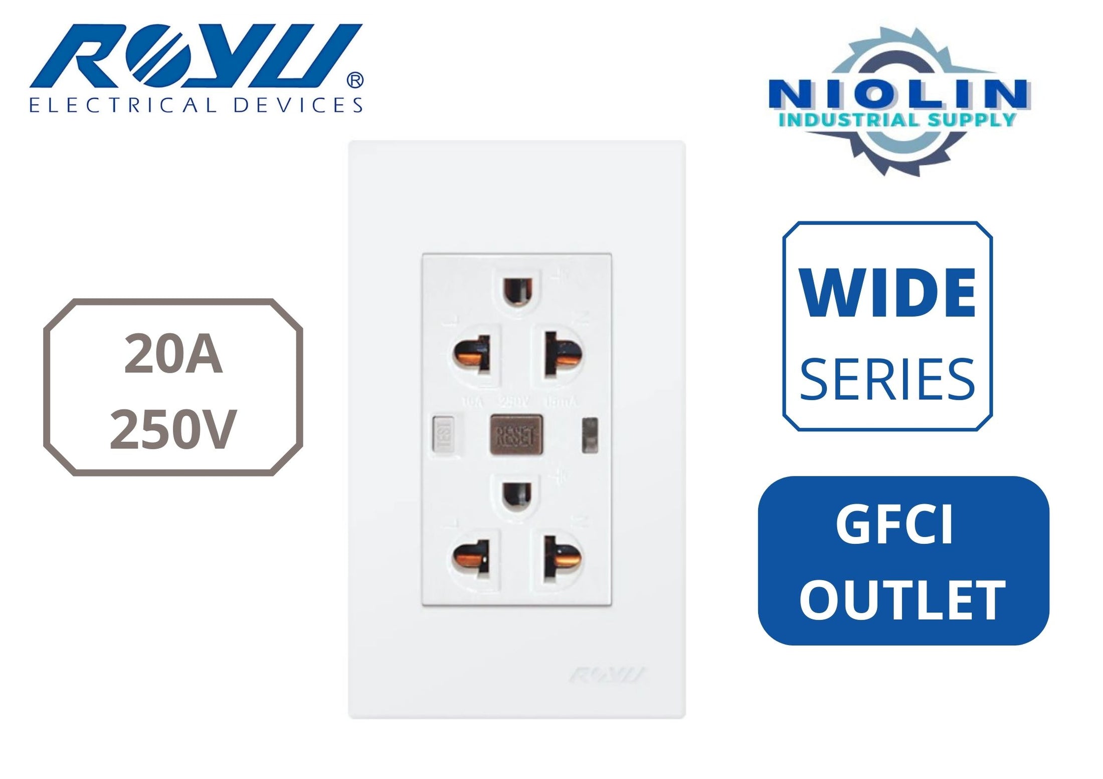 ROYU GFCI Universal Outlet ( 20A, 250V ) – Niolin Industrial Supply