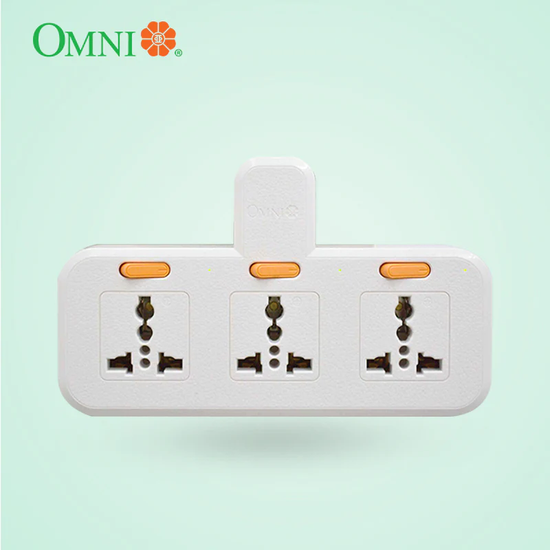 OMNI 3-Gang Wall Universal Adapter with Individual Switch & Power Indi ...