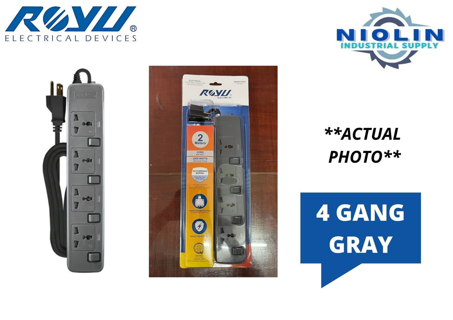 ROYU Power Extension Cord with Individual Switches – Niolin Industrial ...