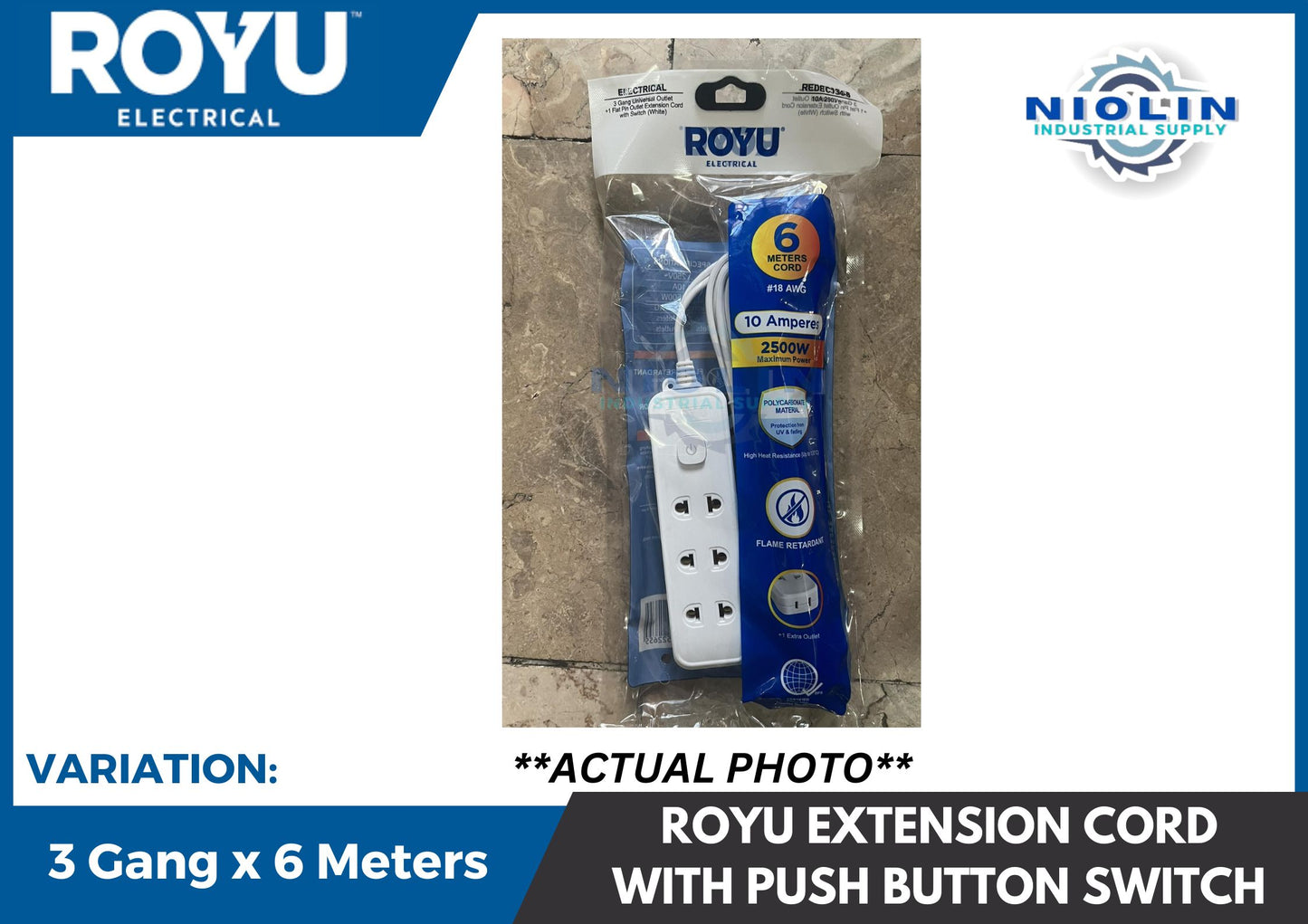 ROYU Extension with Push Button Switch – Niolin Industrial Supply