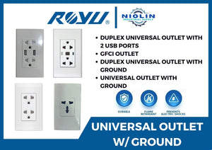ROYU Duplex Universal Outlet w/ Ground & USB port – Niolin Industrial ...