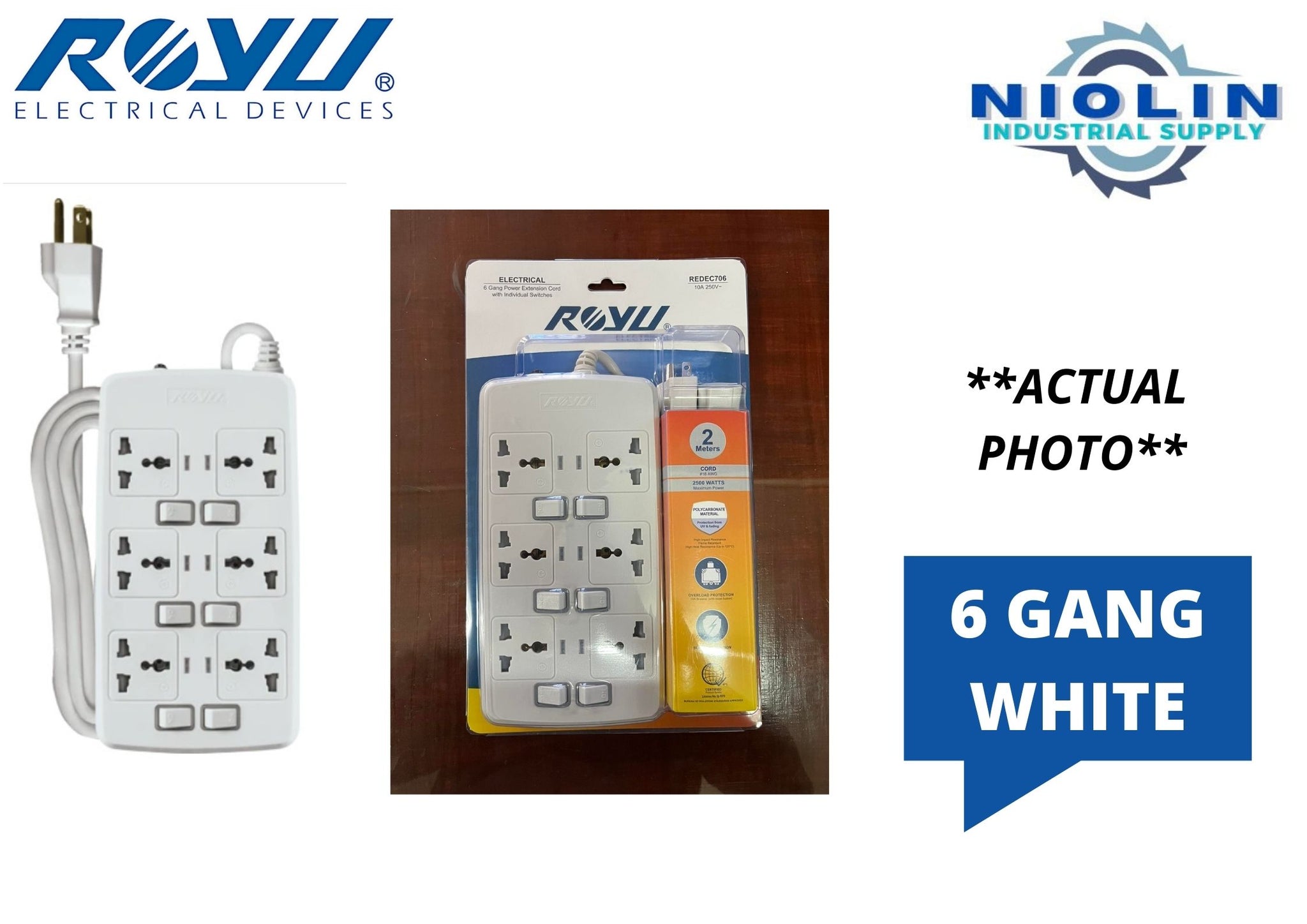 ROYU Power Extension Cord with Individual Switches – Niolin Industrial ...