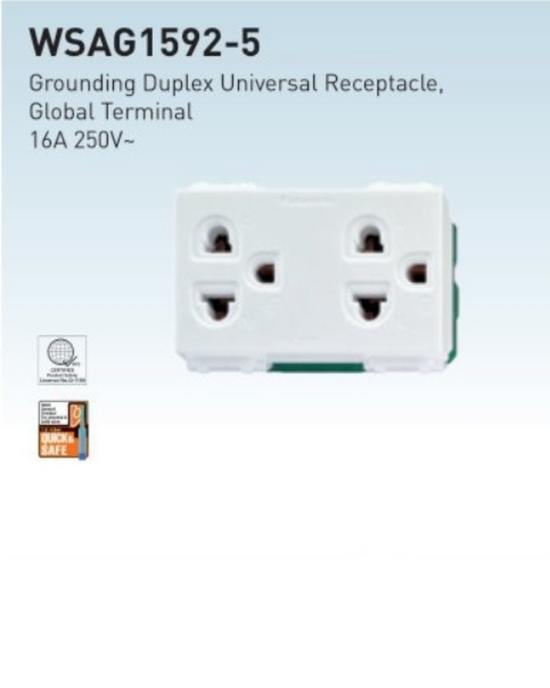 PANASONIC SLIM ART SERIES RECEPTACLE DUPLEX UNIVERSAL W/ GROUND 16A-25 ...