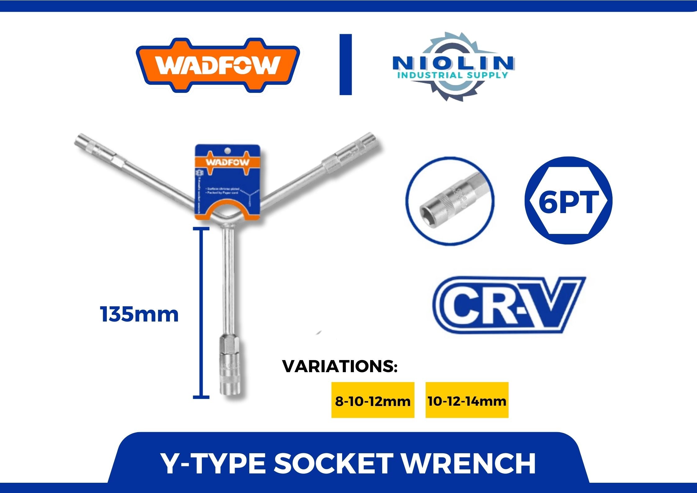 WADFOW Y-Type Handle Socket Wrench (8-10-12mm) – Niolin Industrial Supply