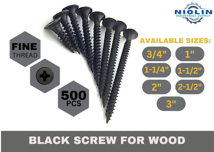 500pcs Black Screw for Wood – Niolin Industrial Supply