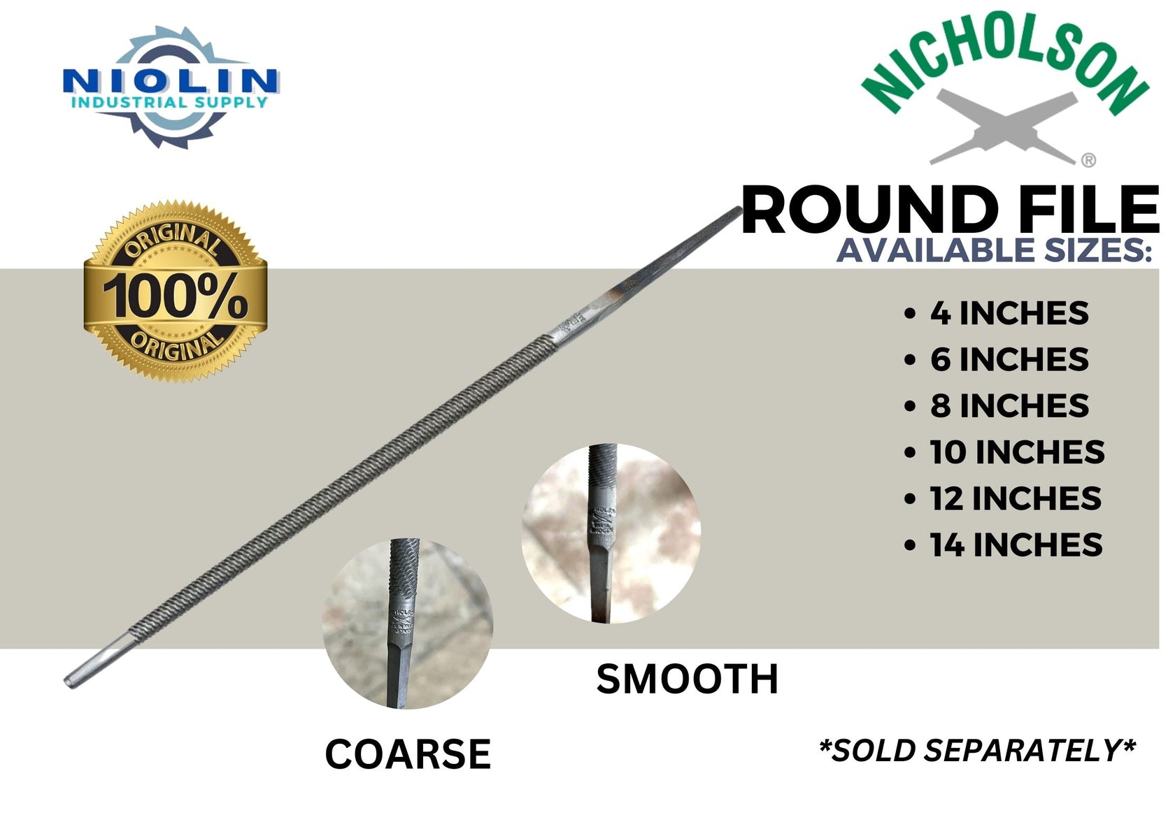 ORIGINAL NICHOLSON ROUND FILES ( Sold Separately ) – Niolin Industrial Supply