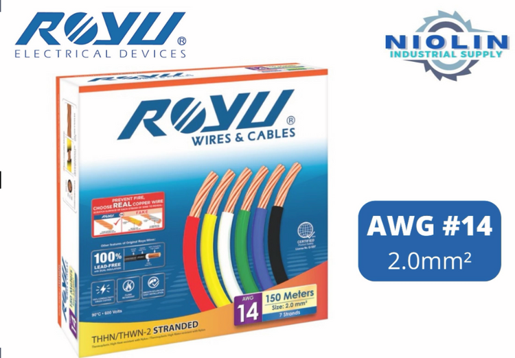 ROYU THHN Stranded Wire #14 ( 2.0mm² ) 150 Meters per Box – Niolin ...