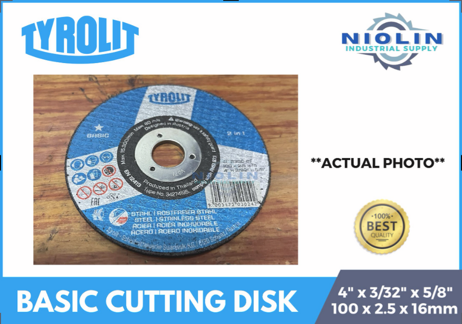 Original TYROLIT Basic Cutting Disc 4" – Niolin Industrial Supply