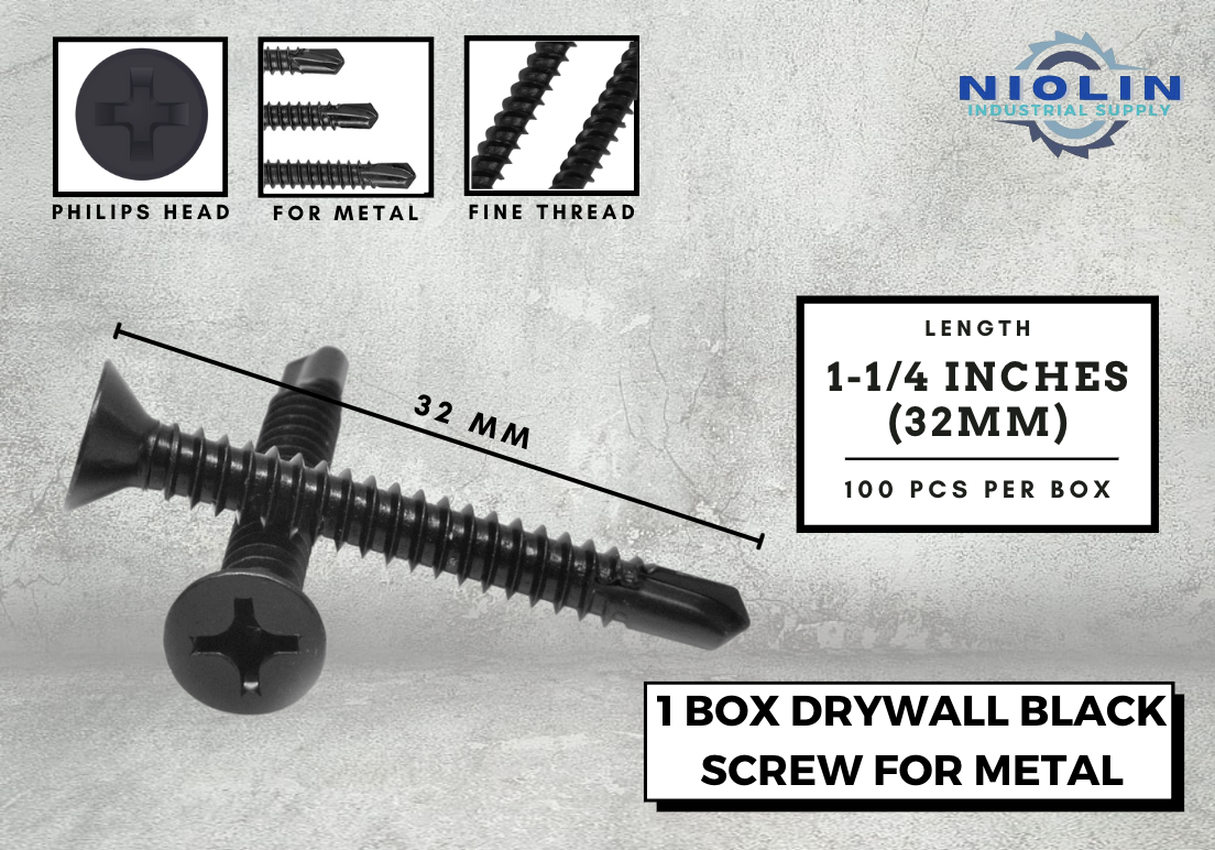 Gypsum Black Screw 1-1/4" ( 32mm ) – Niolin Industrial Supply