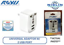 Royu Universal Adapter with 2 USB Ports – Niolin Industrial Supply